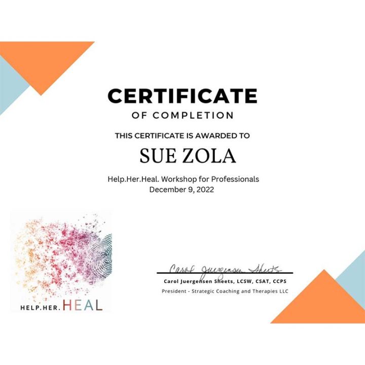 Licenses and Certifications - Susan Zola